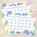 July 2024 Underwater Calendar, Printable Under the Sea Planner, Monthly ...