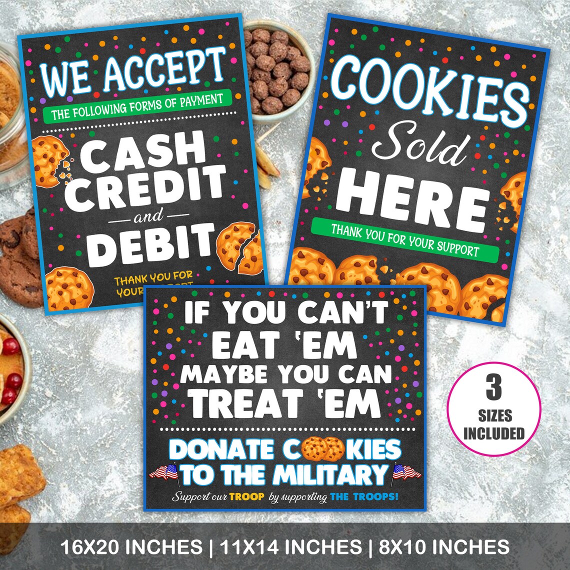 Printable PDF Cookie Booth Sign Set, We Accept Payments Sign Cash ...