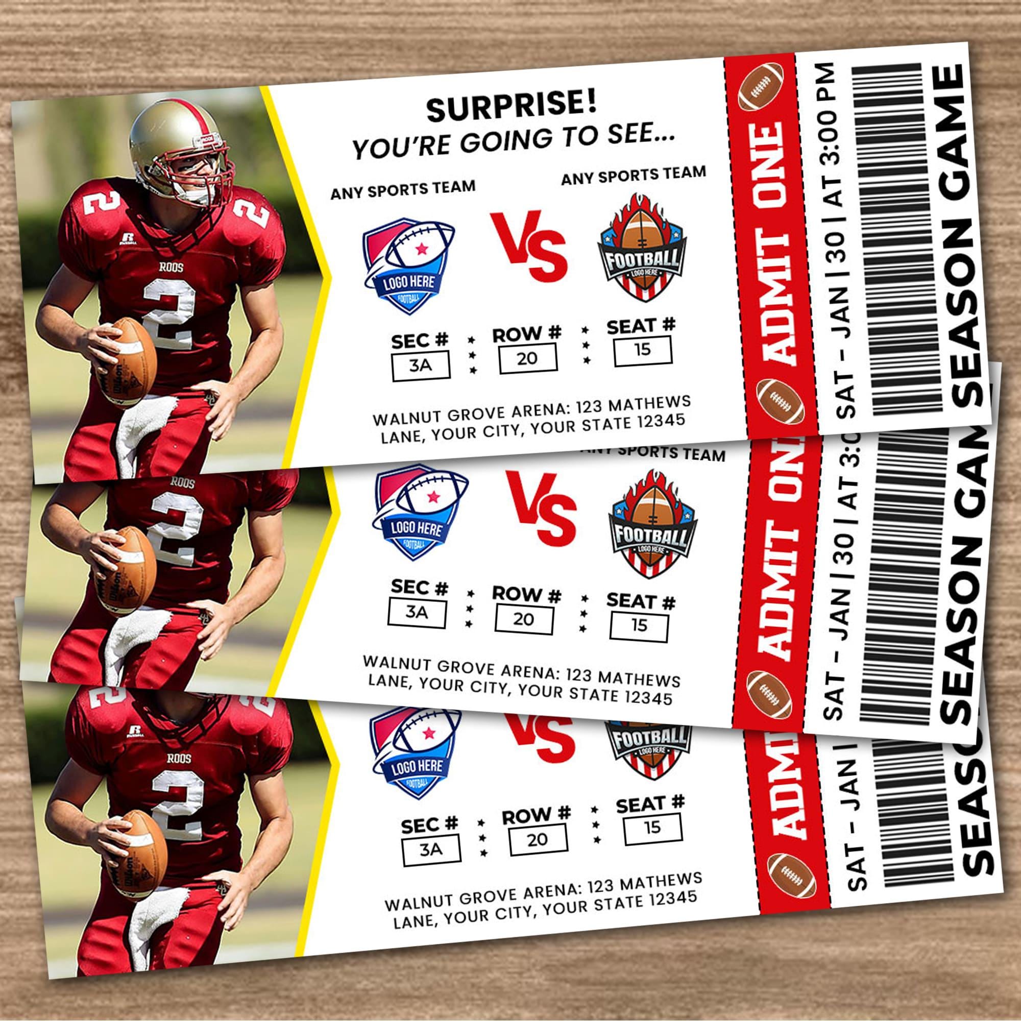 Customizable Football Ticket Template | DIY Sports Event Ticket ...