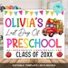 Editable End of School Year Sign, Last Day of Preschool Sign With Name ...