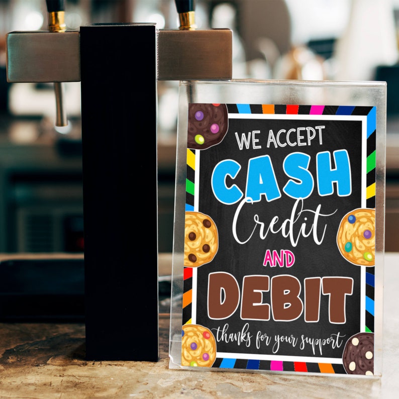 Printable We Accept Cash, Credit and Debit Sign, Fundraising Booth ...