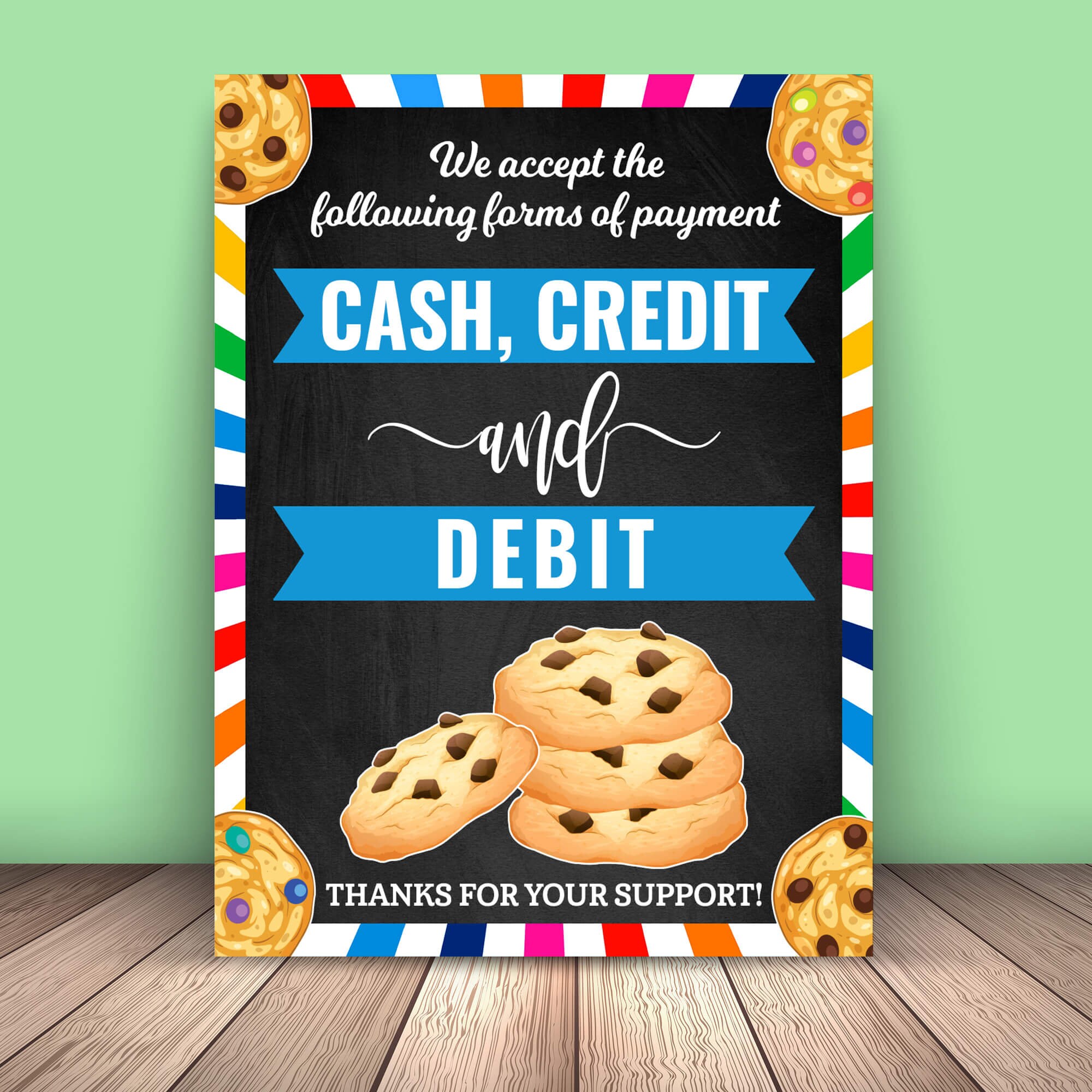 PDF We Accept Payments Sign Cash, Printable Cookie Booth, Cookie Banner ...
