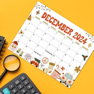 Retro Whimsical December Calendar Printable - Etsy