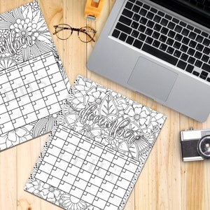 2023 Calendar PDF, Floral Calendar 12 Month Coloring Pages, Printable ...