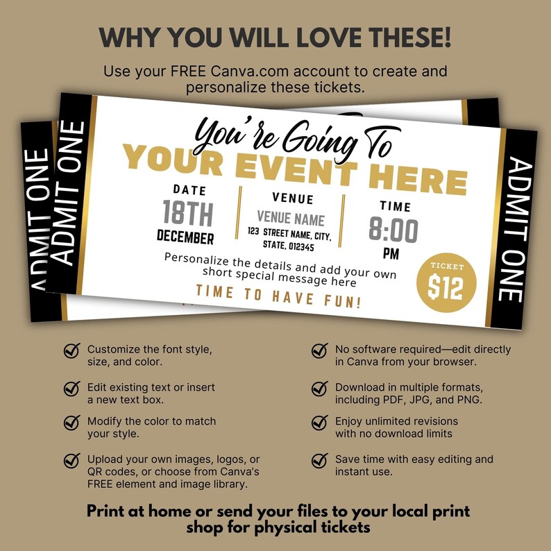 DIY Event Ticket Template | Editable Event Ticket Printable | Surprise ...