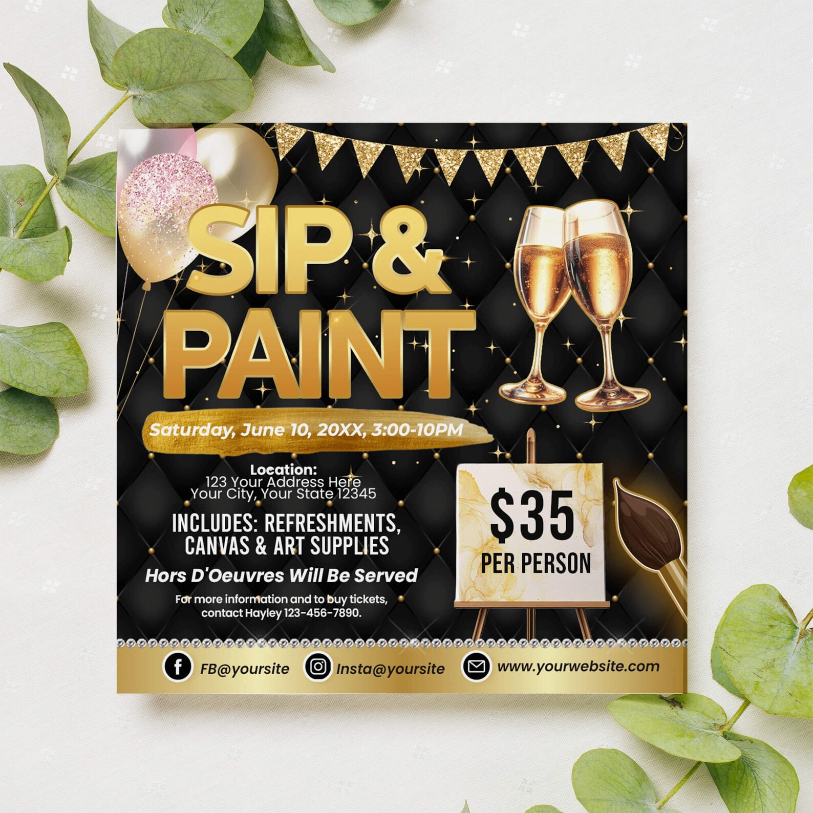 Editable Paint Party Themed Event Flyer, Paint and Sip Flyer, Paint ...