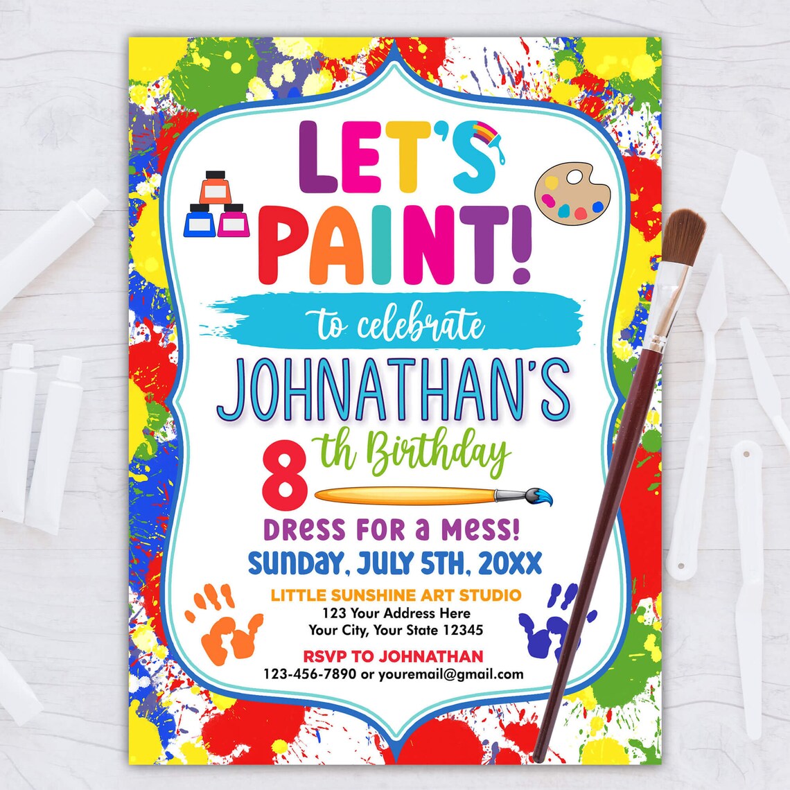 Painting Party Invitation, Art Party Invitation, Art Birthday Party ...