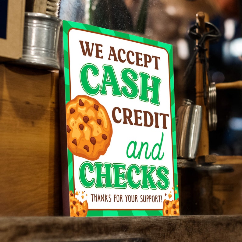 Printable We Accept Payments Sign Cash, Credit Checks, Fundraising ...