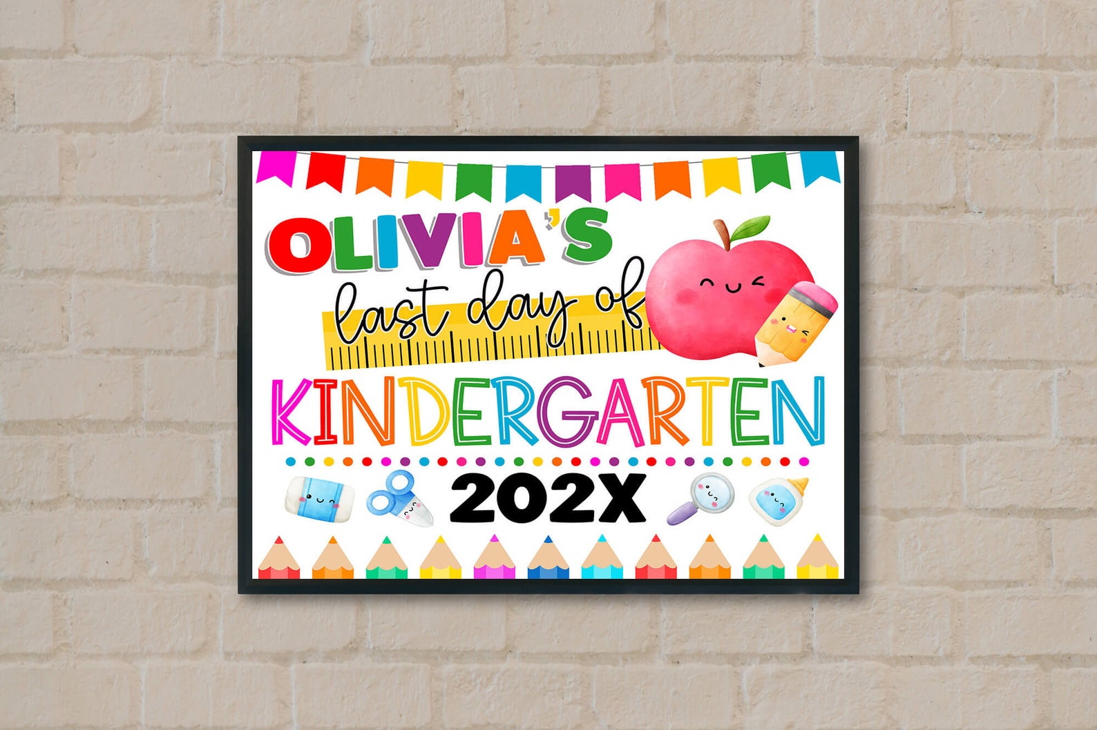 Last Day of Kindergarten With Name Sign Template Editable, Printable ...