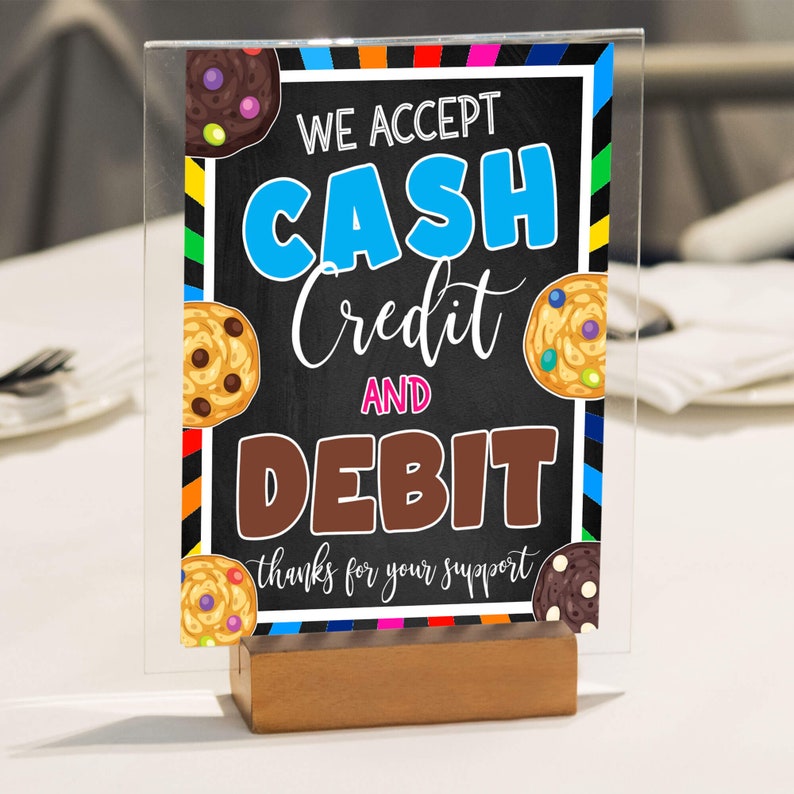 Printable We Accept Cash, Credit and Debit Sign, Fundraising Booth ...