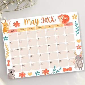 Boho Animals May Calendar Printable | Mother's Day Digital Planner ...