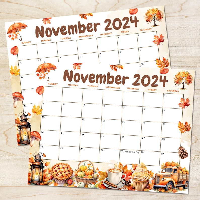 Whimsical November Calendar Printable - Etsy