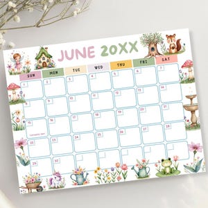 Editable Magical Garden June Calendar Template | Fairy Garden Monthly ...