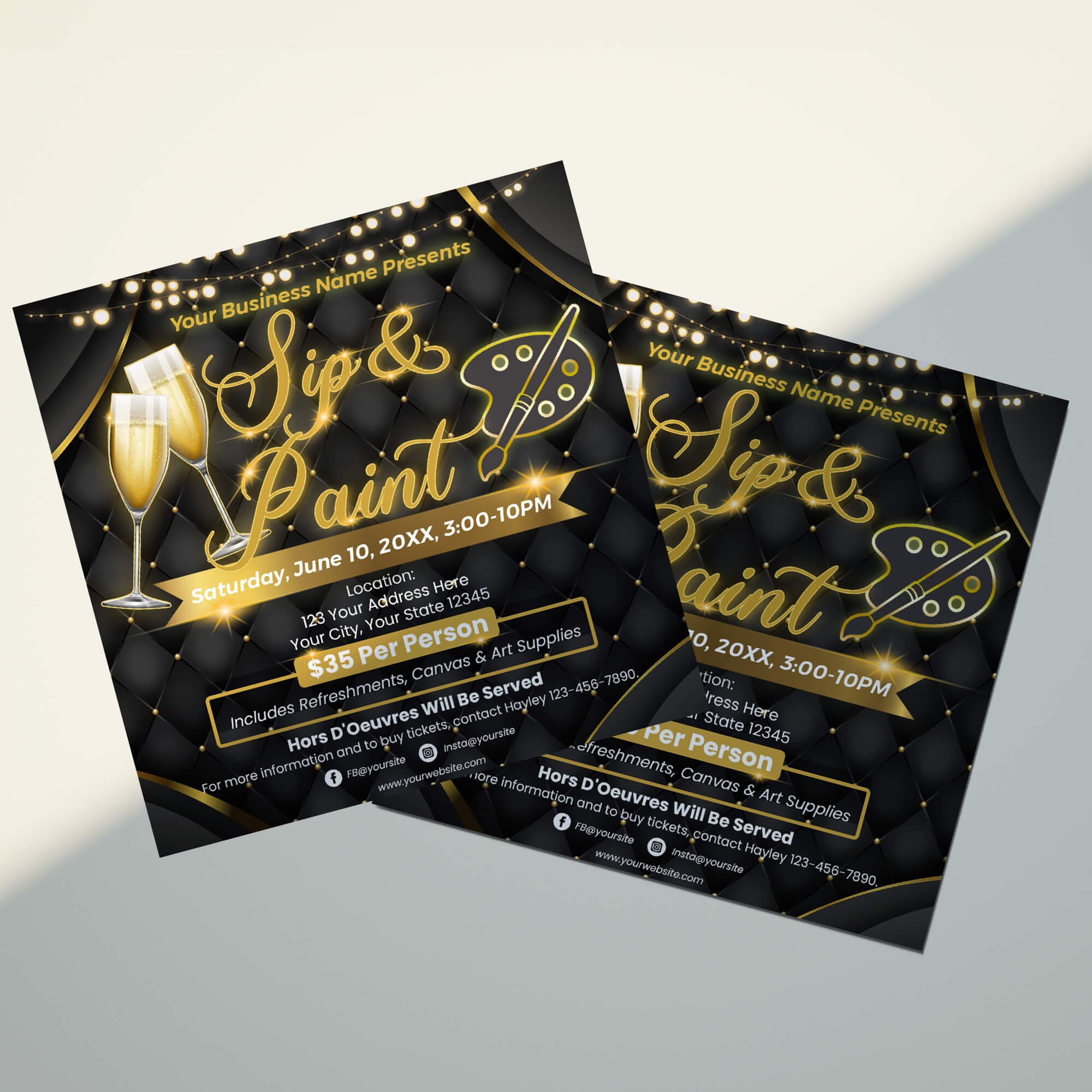 Sip and Paint Flyer Template, Event Flyer, Paint and Sip Flyer, Event ...