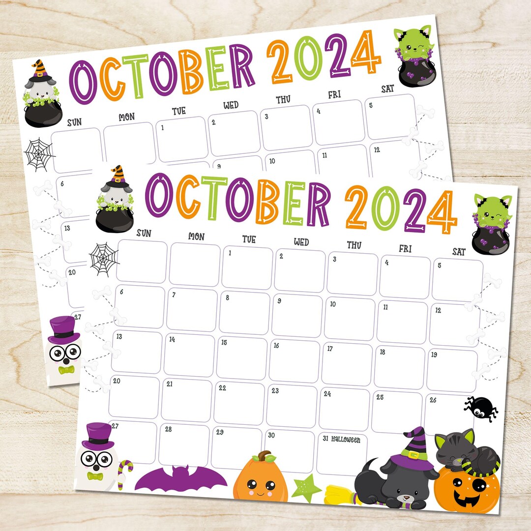 October 2024 Halloween Themed Calendar PDF - Etsy