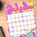 Printable Retro Theme Colorful July 2024 Calendar, Printable Retro Vibe ...