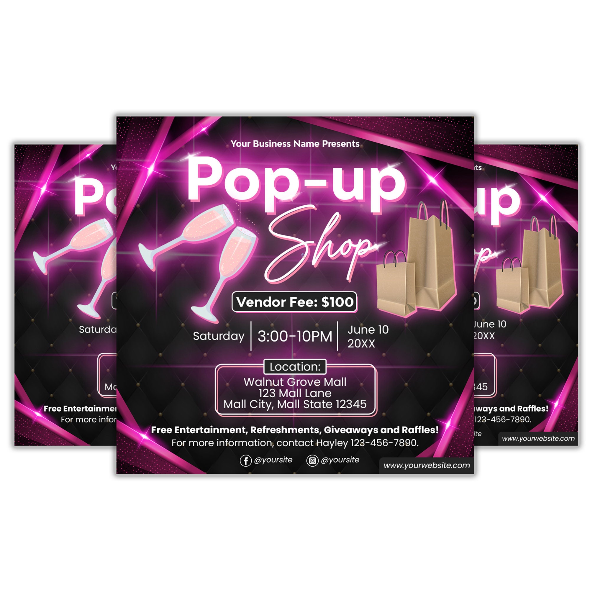 Pop up Shop Flyer Template, Shop Now Flyer, Sip and Shop Flyer, Grand ...