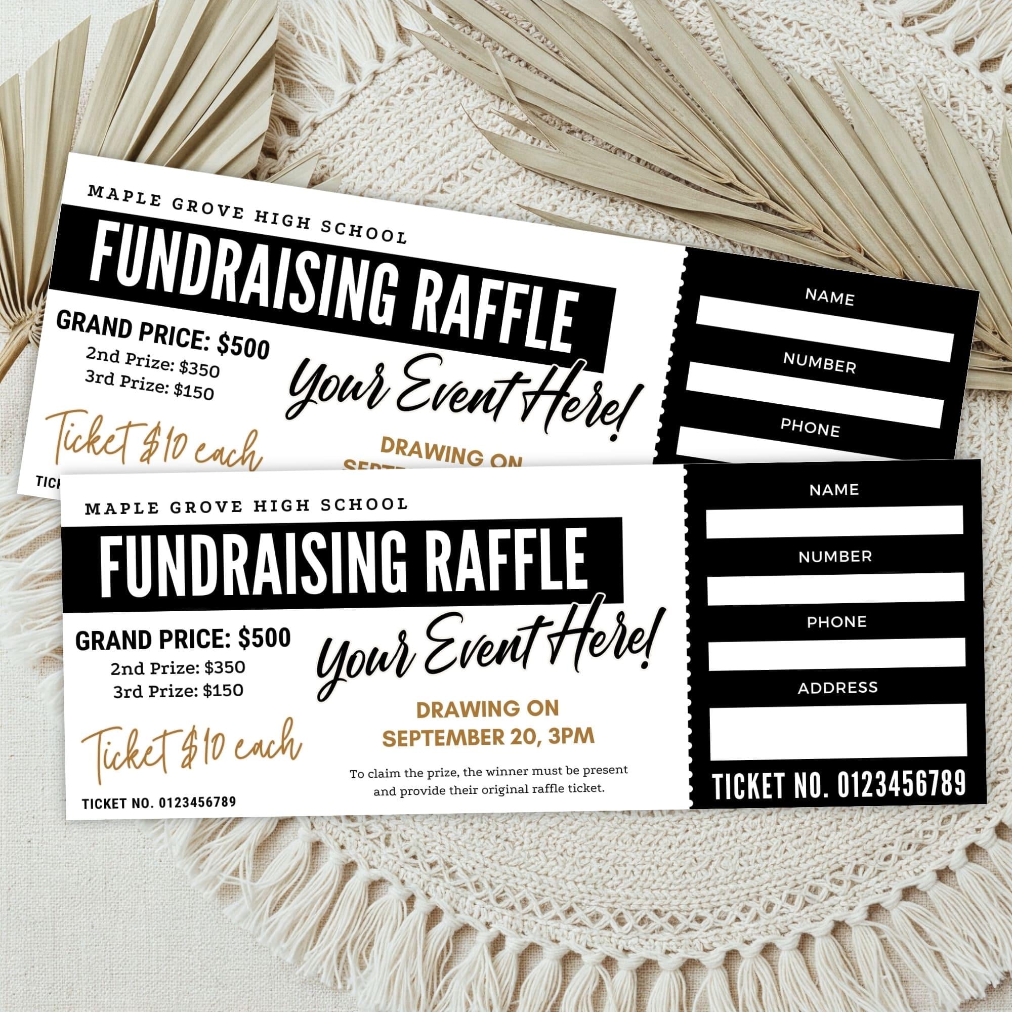 Editable School Raffle Ticket Template | Printable Fundraiser Ticket ...