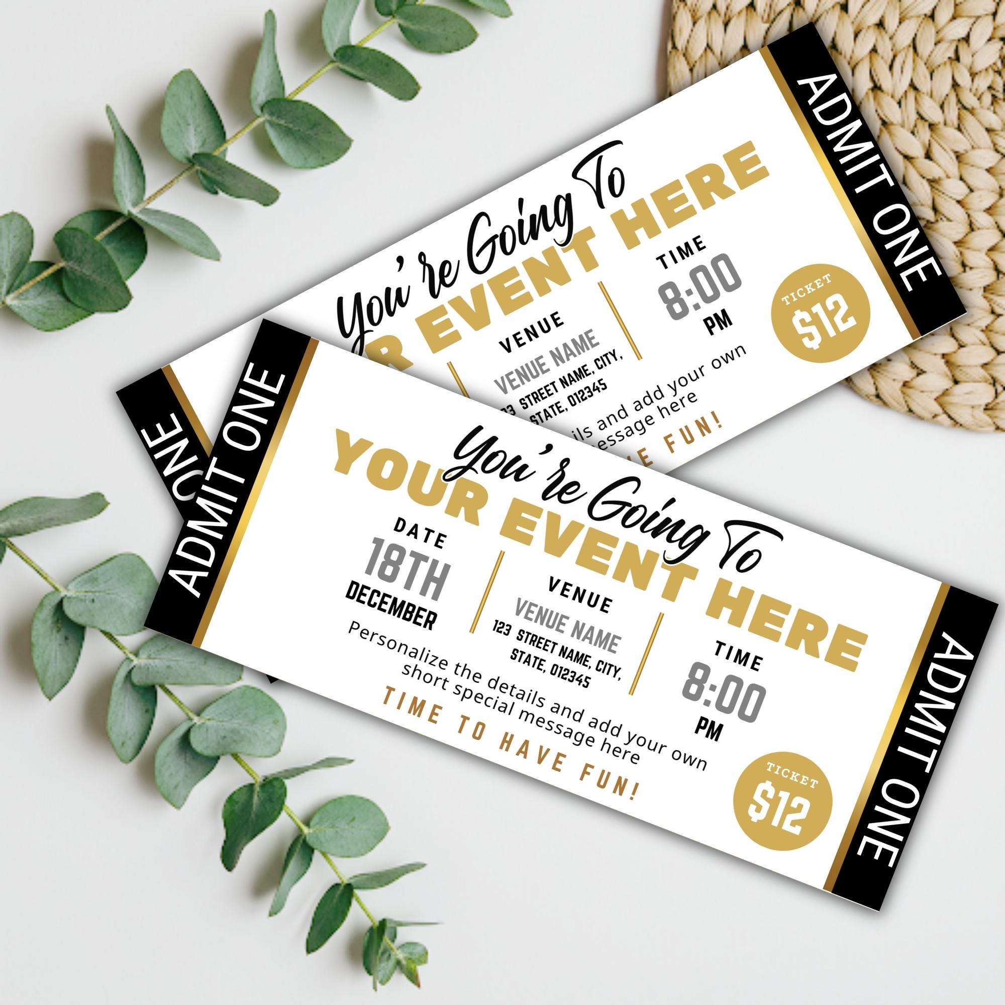 DIY Event Ticket Template | Editable Event Ticket Printable | Surprise ...