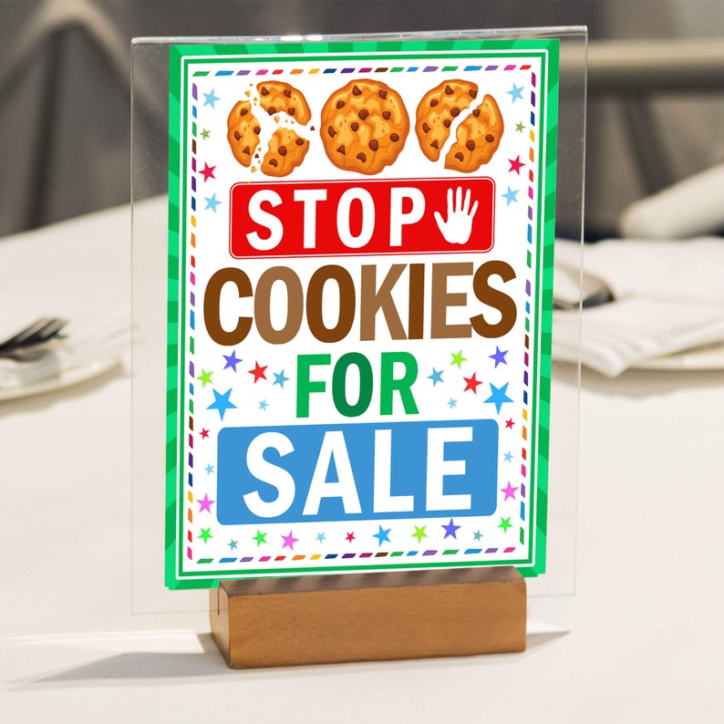Stop Cookies for Sale, Printable Scout Cookie Booth Sign, PDF Cookie ...