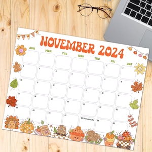 Whimsical Retro November Calendar - Etsy