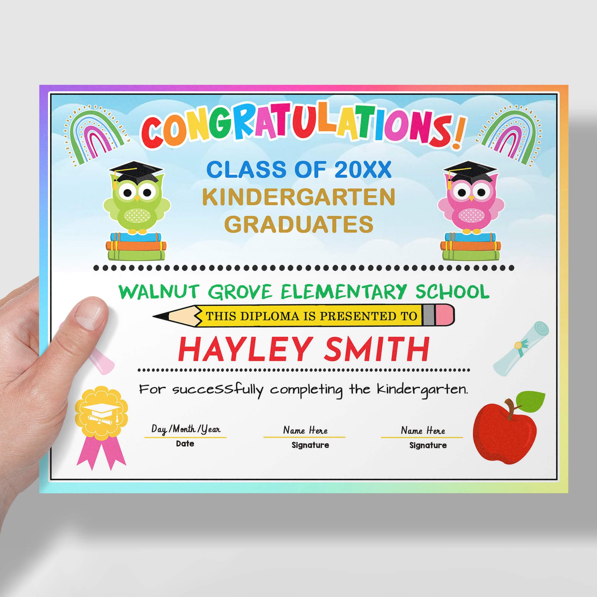 Kindergarten Graduation Diploma Certificate, Editable Kindergarten ...
