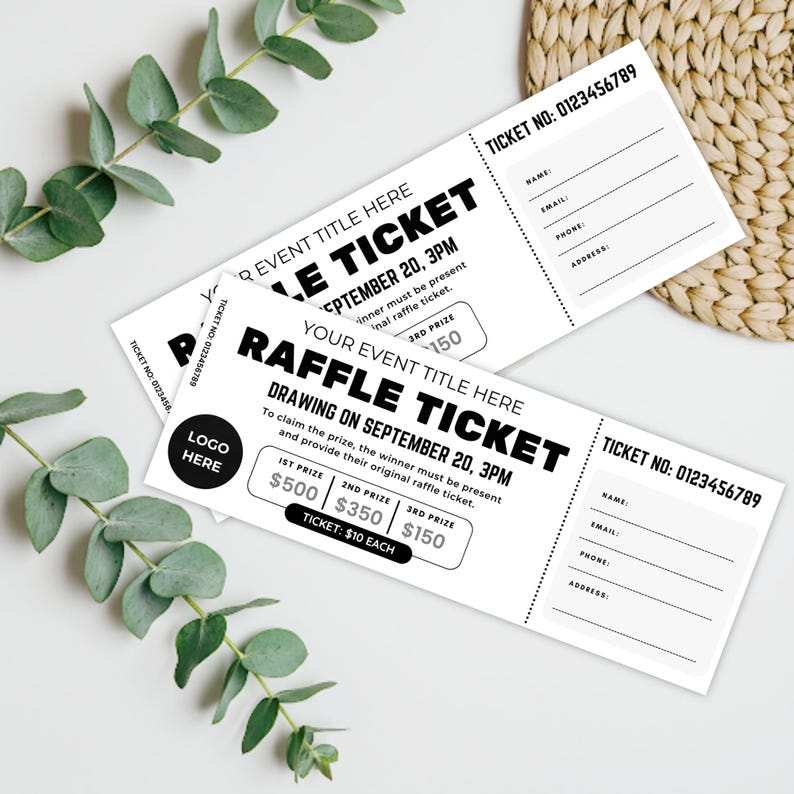 Custom Raffle Ticket Template | DIY Fundraiser Tickets | DIY Raffle ...