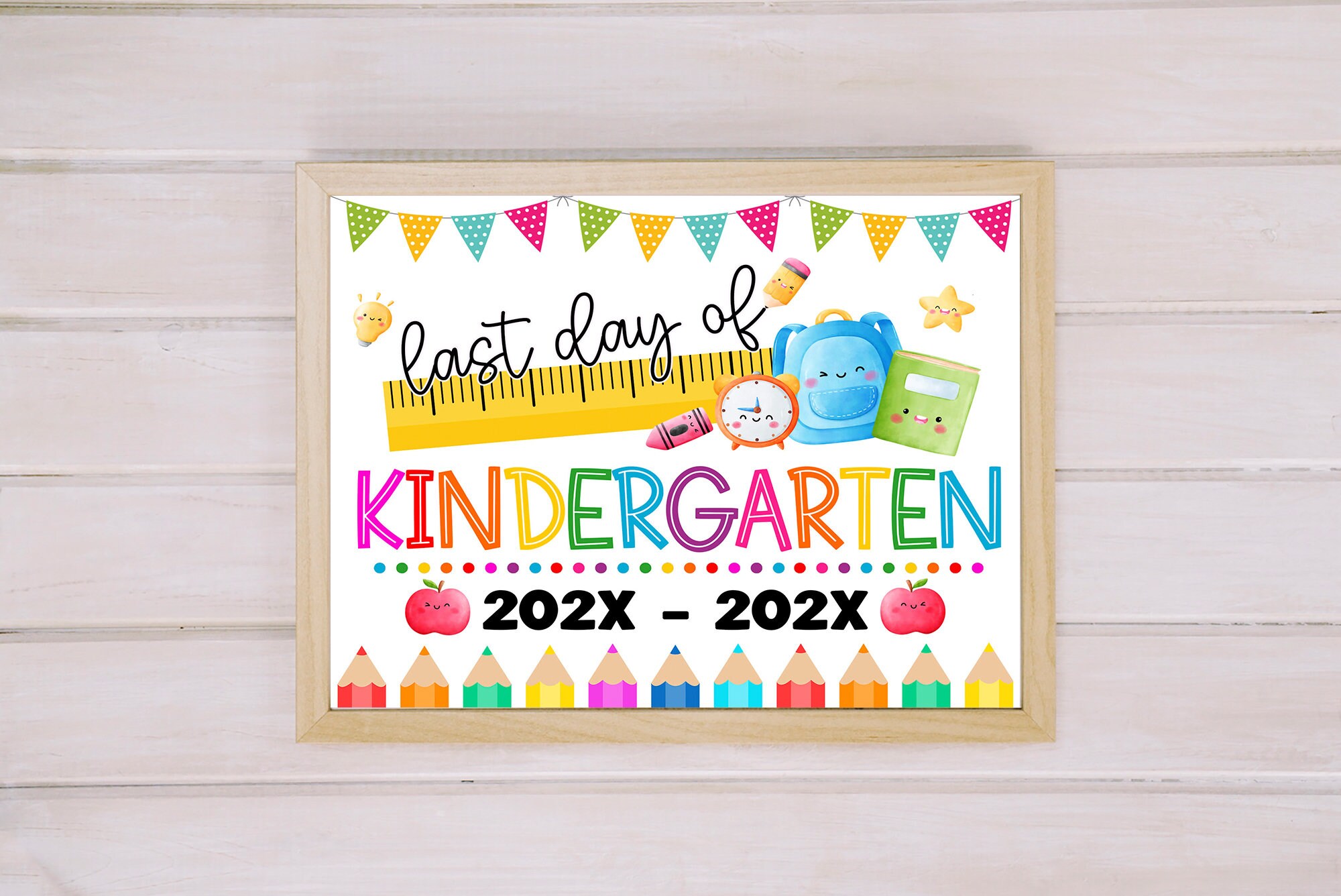 Last Day of Kindergarten Sign Template Editable, Printable Kinder End ...
