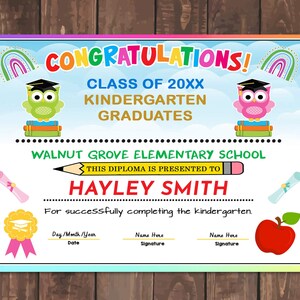 Kindergarten Graduation Diploma Certificate, Editable Kindergarten ...