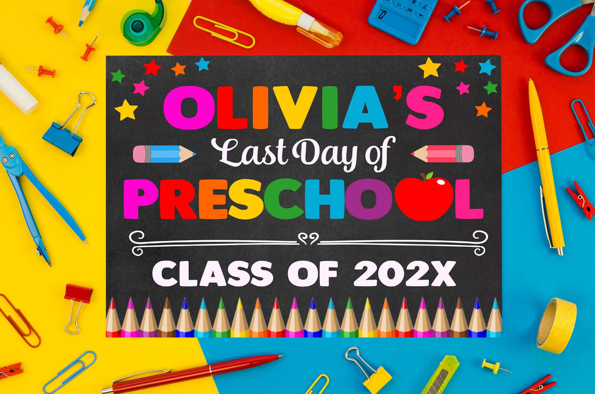 Editable Last Day of Preschool Sign Template With Name, End of School ...