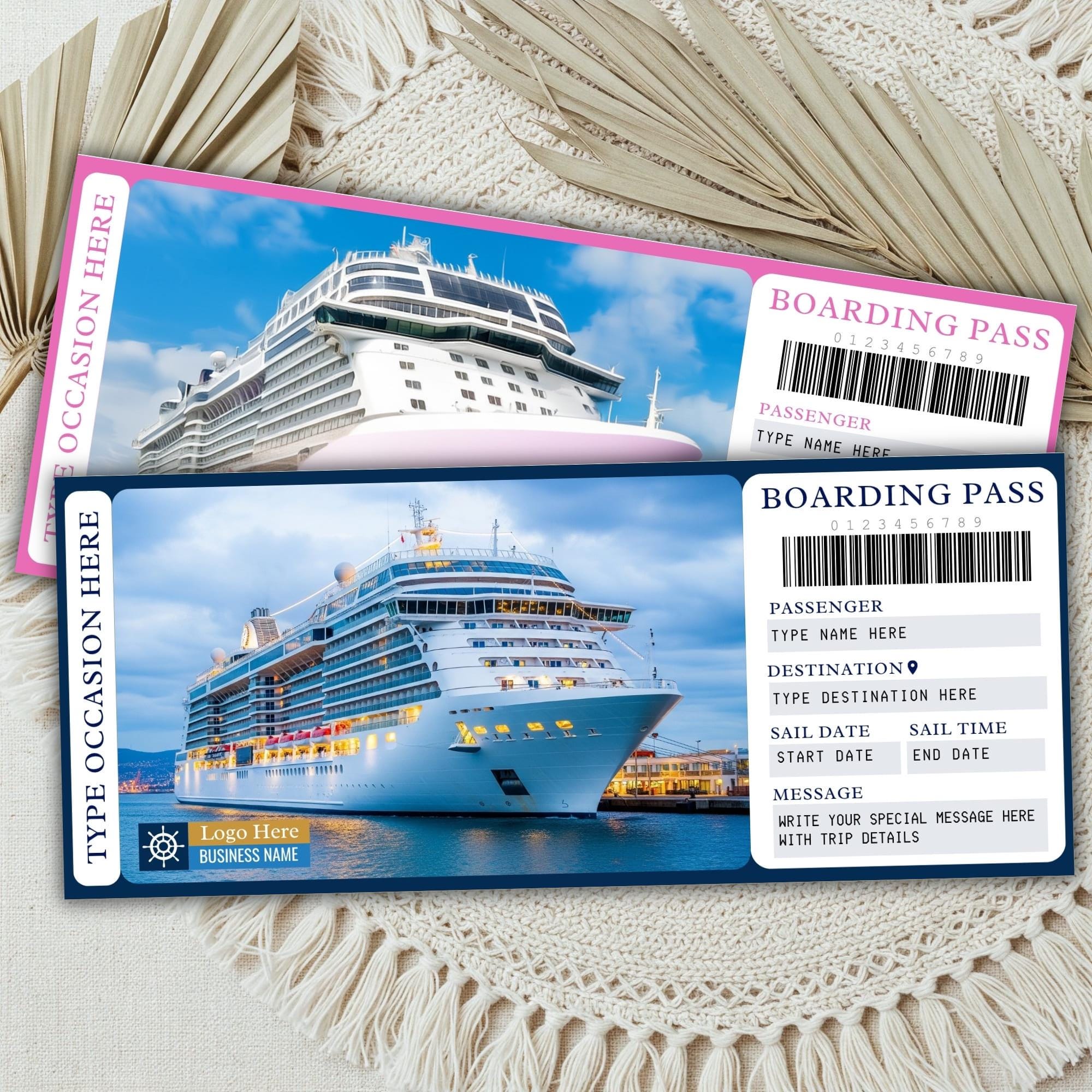Editable Cruise Ticket Template | Printable Cruise Trip Ticket | Cruise ...