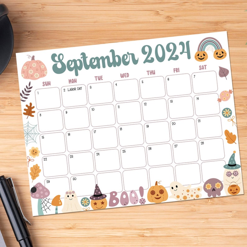 Spooky September 2024 Calendar Printable for Halloween - Etsy