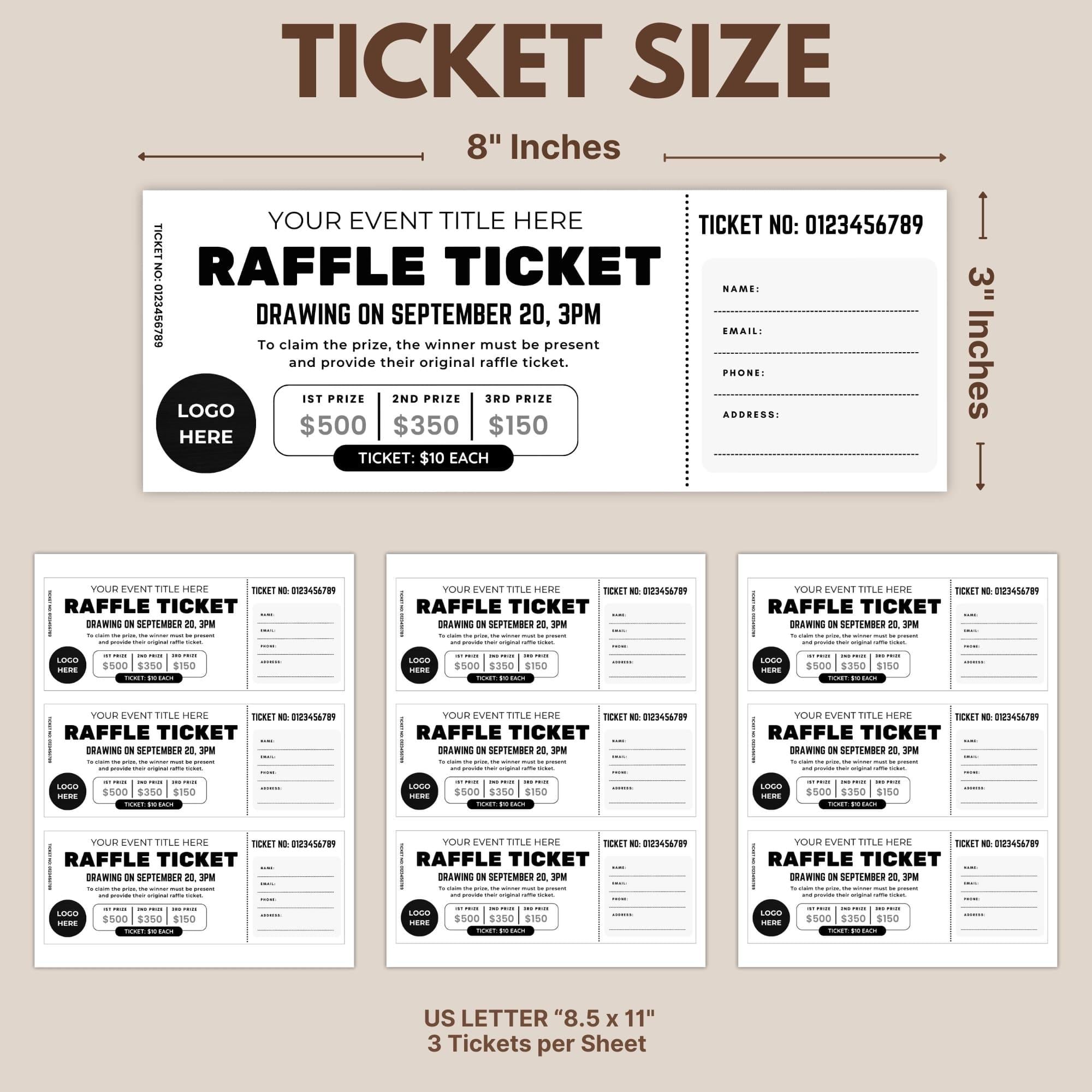 Custom Raffle Ticket Template | DIY Fundraiser Tickets | DIY Raffle ...
