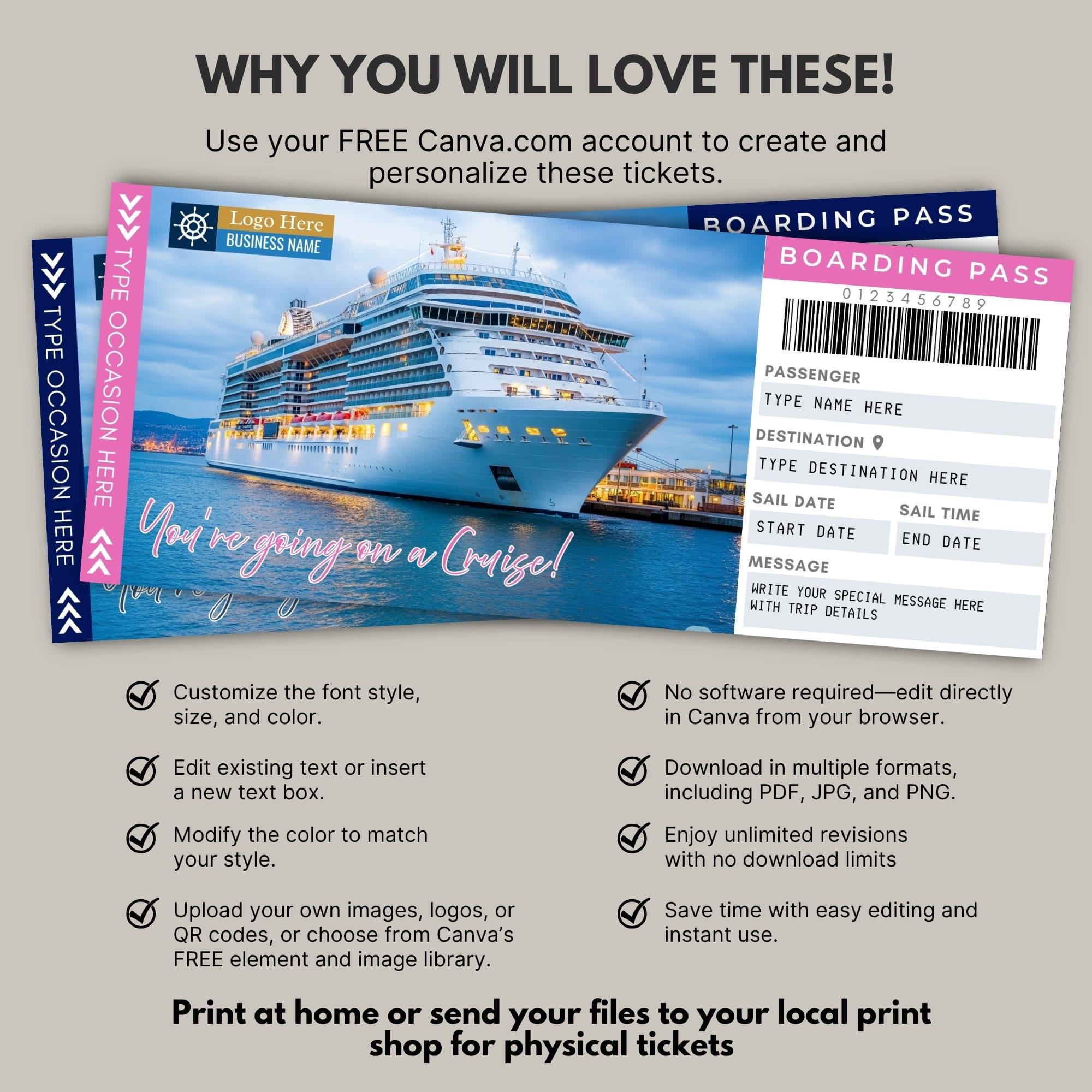 Editable Cruise Ticket Surprise | Cruise Ticket Boarding Pass | Cruise ...