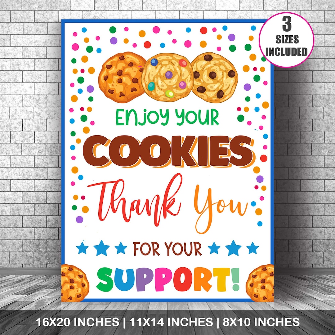 Printable Enjoy Your Cookies Thank You Sign, Cookie Booth Sign, Cookie ...