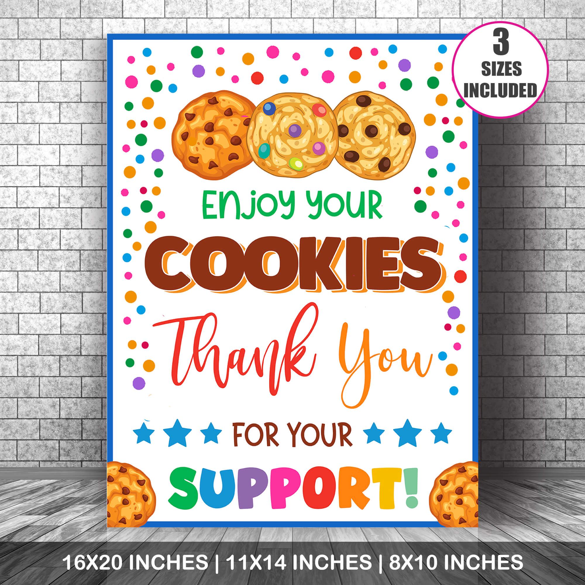 Printable Enjoy Your Cookies Thank You Sign, Cookie Booth Sign, Cookie ...
