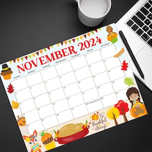 Printable November Calendar Cute Design - Etsy