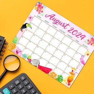 PDF Tropical Paradise August 2024 Themed Calendar, Printable Island ...