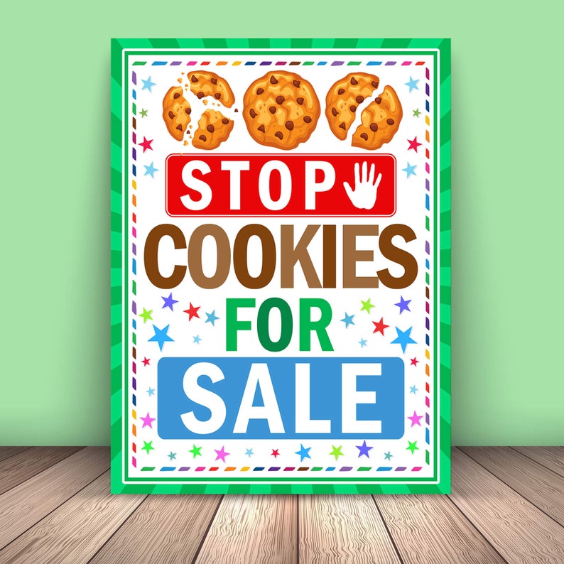 Stop Cookies for Sale, Printable Scout Cookie Booth Sign, PDF Cookie ...