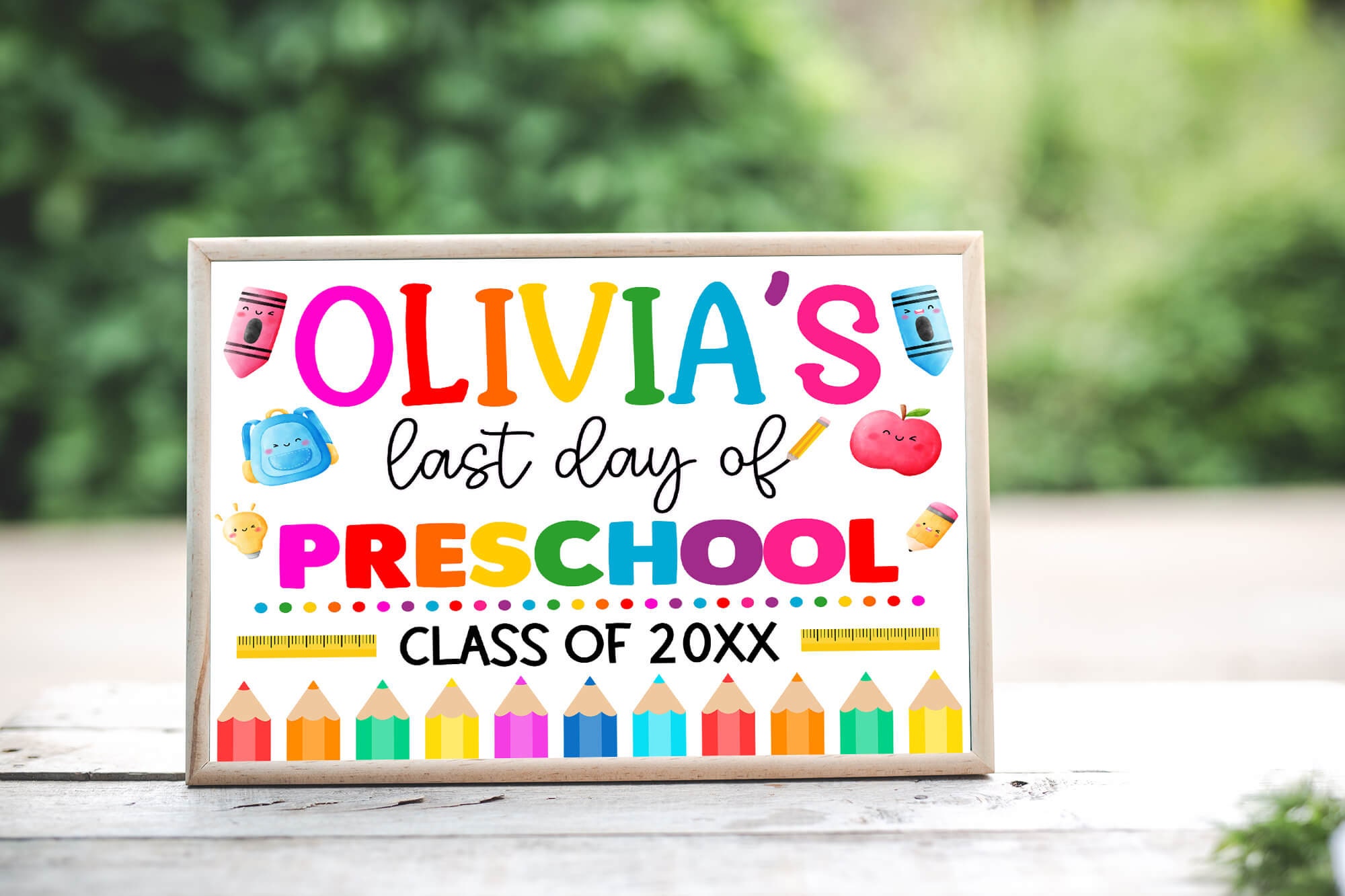 Last Day of Preschool Sign With Name Template, Editable End of School ...