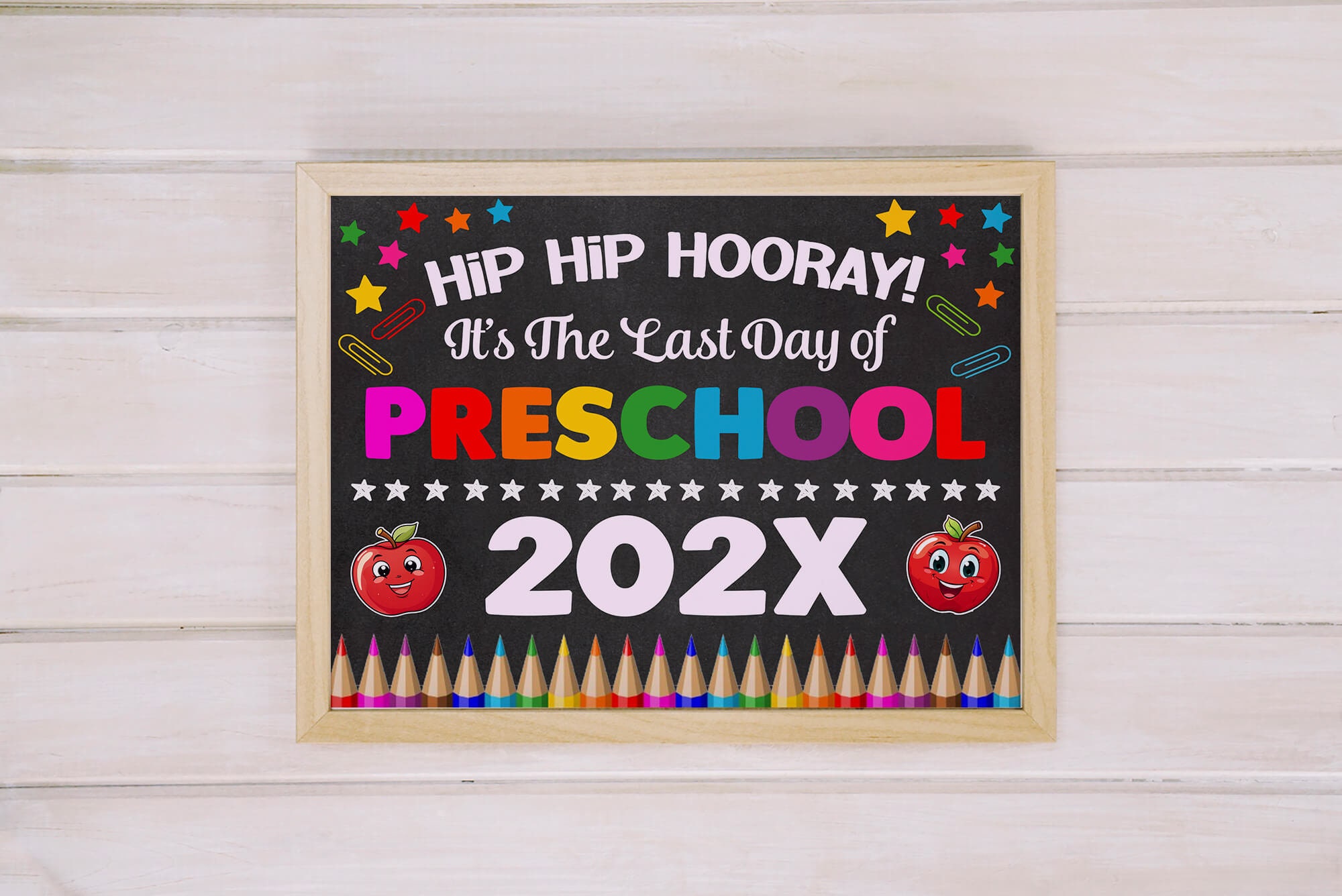 Editable Hip Hip Hooray Last Day of Preschool Sign, End of School Year ...