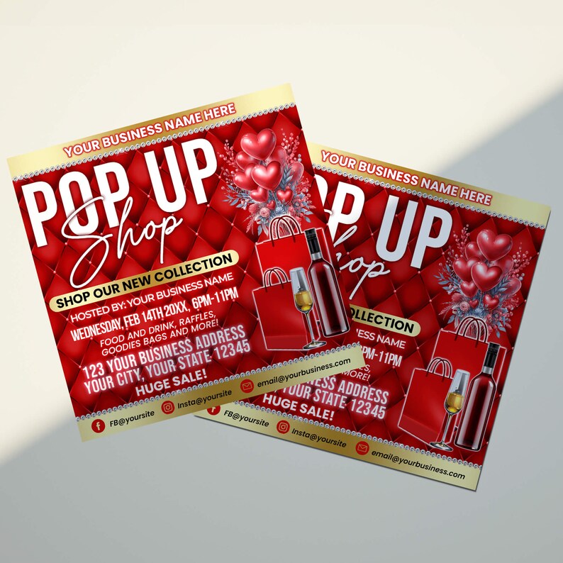 Editable Valentine's Day Pop up Shop Flyer, Valentines Day Sip and Shop ...
