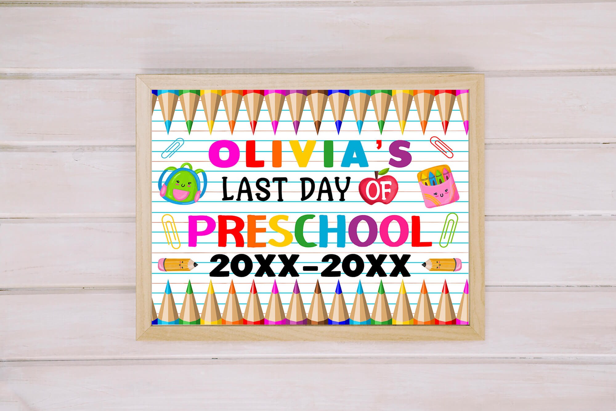 Editable Last Day of Preschool Sign With Name, Printable Sign Template ...