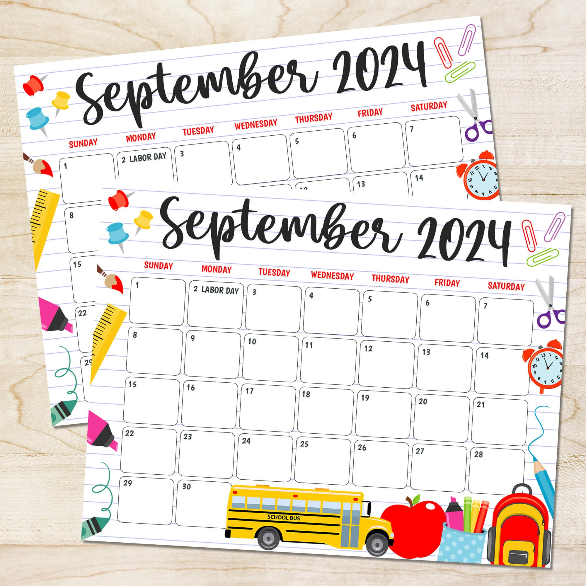 Printable September 2024 Calendar for Back to School - Etsy