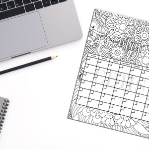 2023 Calendar PDF, Floral Calendar 12 Month Coloring Pages, Printable ...