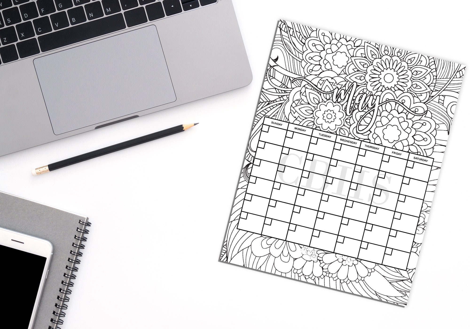 2023 Calendar PDF, Floral Calendar 12 Month Coloring Pages, Printable ...