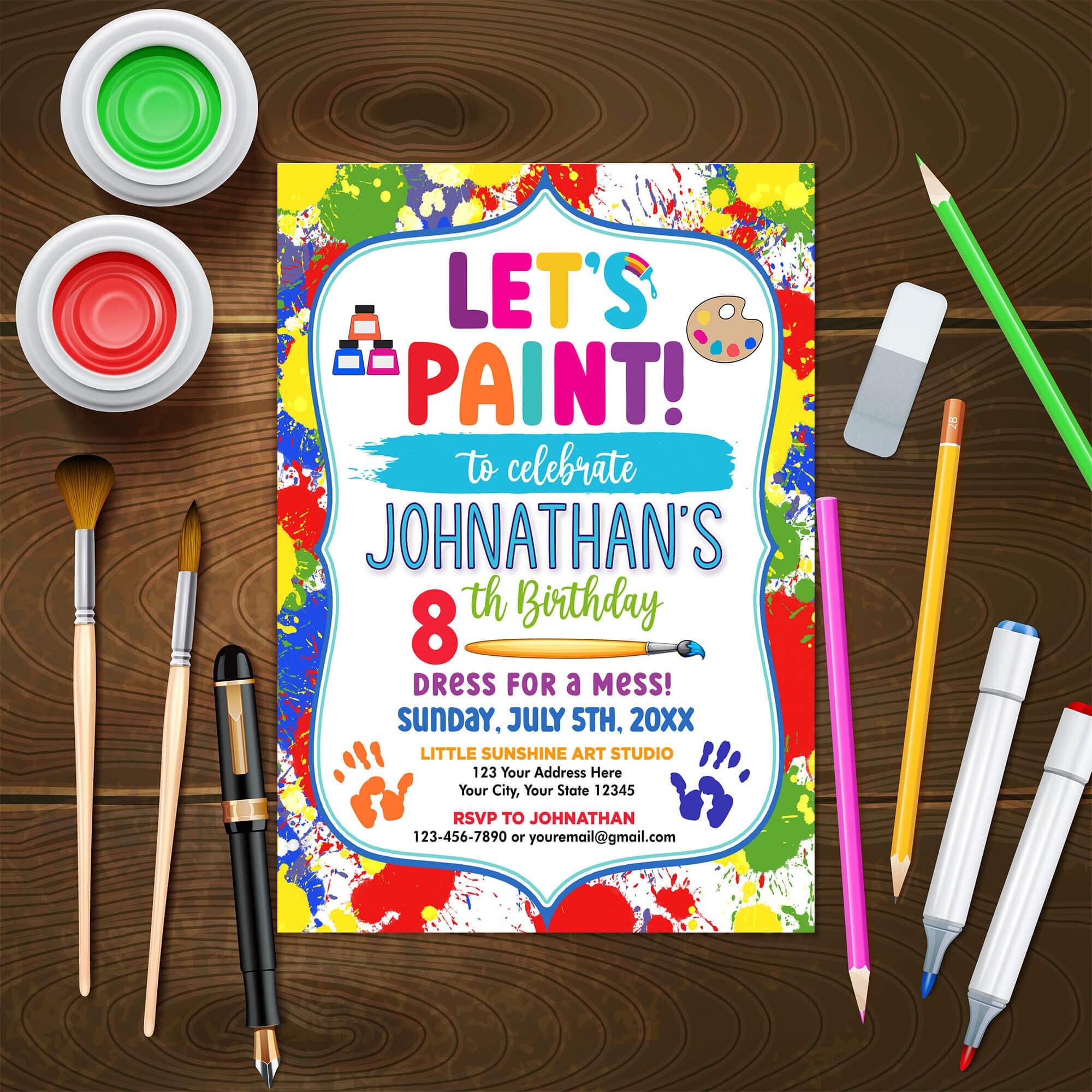 Painting Party Invitation, Art Party Invitation, Art Birthday Party ...