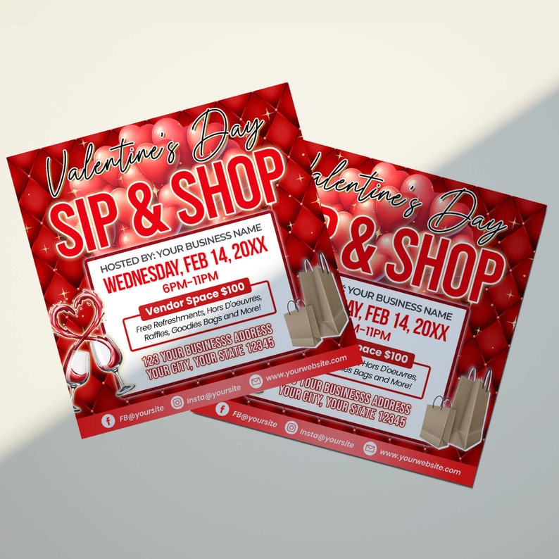 Valentine's Day Sip and Shop Flyer, Valentines Day Pop up Shop Flyer ...