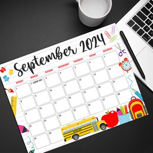 Printable September 2024 Calendar for Back to School - Etsy