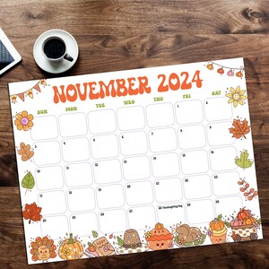 Whimsical Retro November Calendar - Etsy